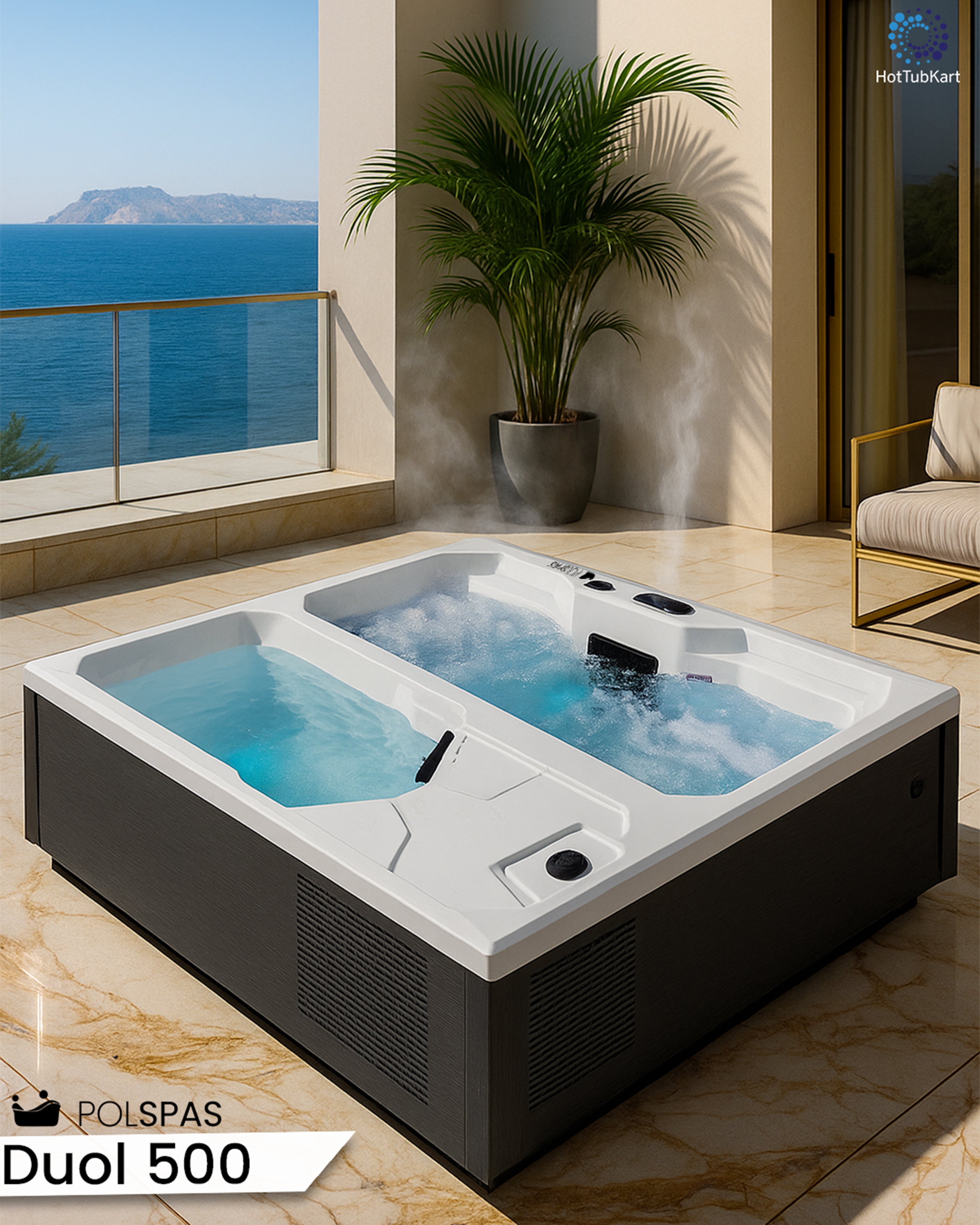 HotTubKart | 2 in 1 hot and cold tub 3 seater Outdoor Jacuzzi With 3 ...